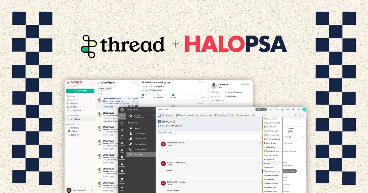 Supercharge your service experience with Thread's integration to HaloPSA